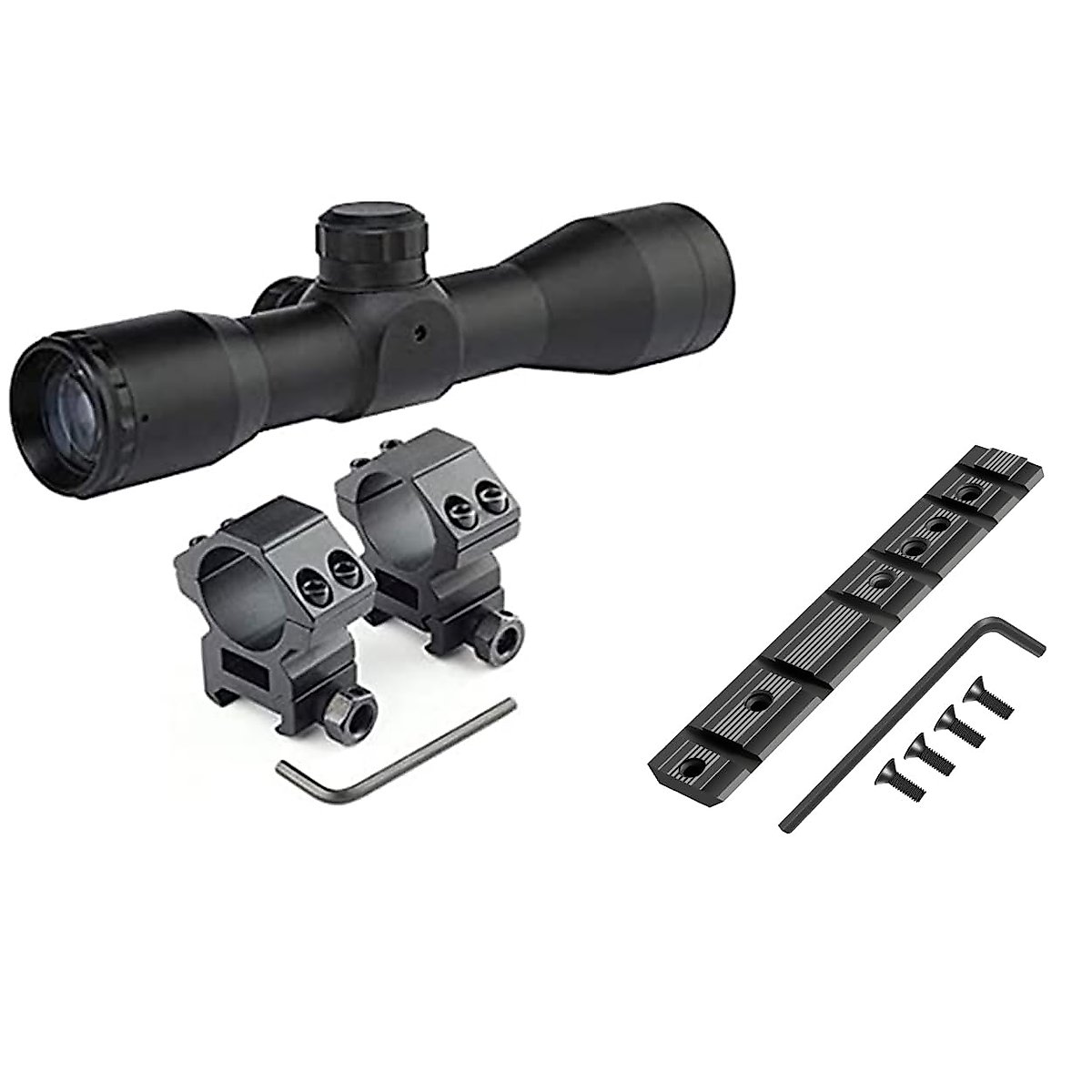 GOTICAL Ruger 10/22 and 3/8" Tactical 4x32 Compact Scope Rangefinder Reticle Hunting Riflescopes Cross-Hair Reticle and Ruger 10/22 Weaver and 3/8" Predrilled Receiver