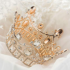 SWEETV Rose Gold Queen Crown for Women, Baroque Crown for Cake Topper, Costume Accessories for Wedding Brithday Party Babyshower Pageant