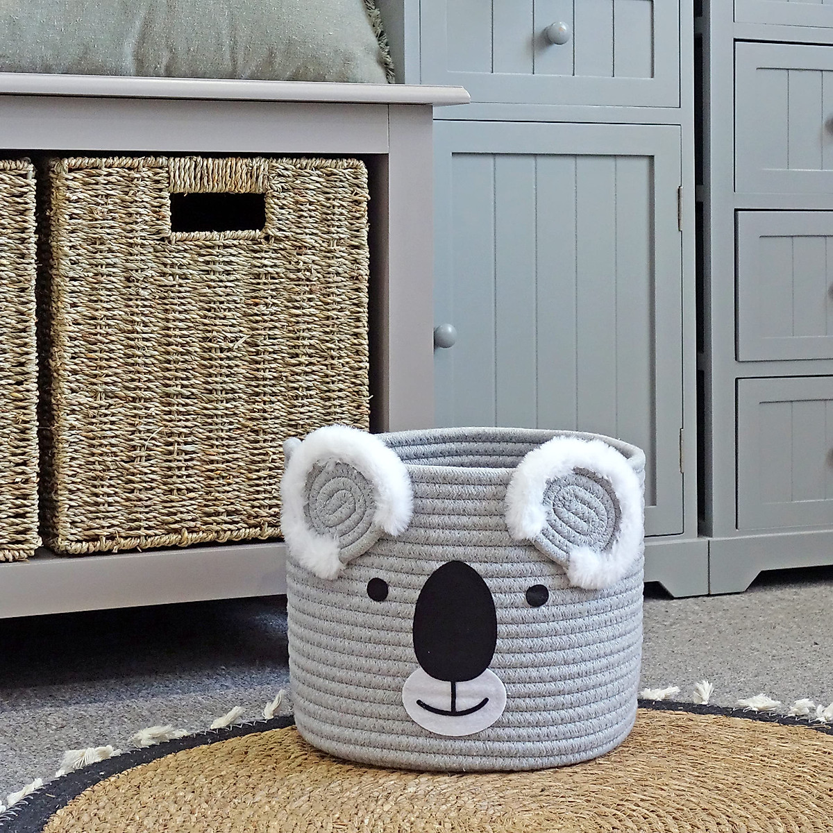 Koala Storage Basket by T&T Homewares - Small Size, Ideal for Baby Diapers, Laundry, Nursery & Kids Room - Versatile Organizer for Woodland Decor, Pet Toys