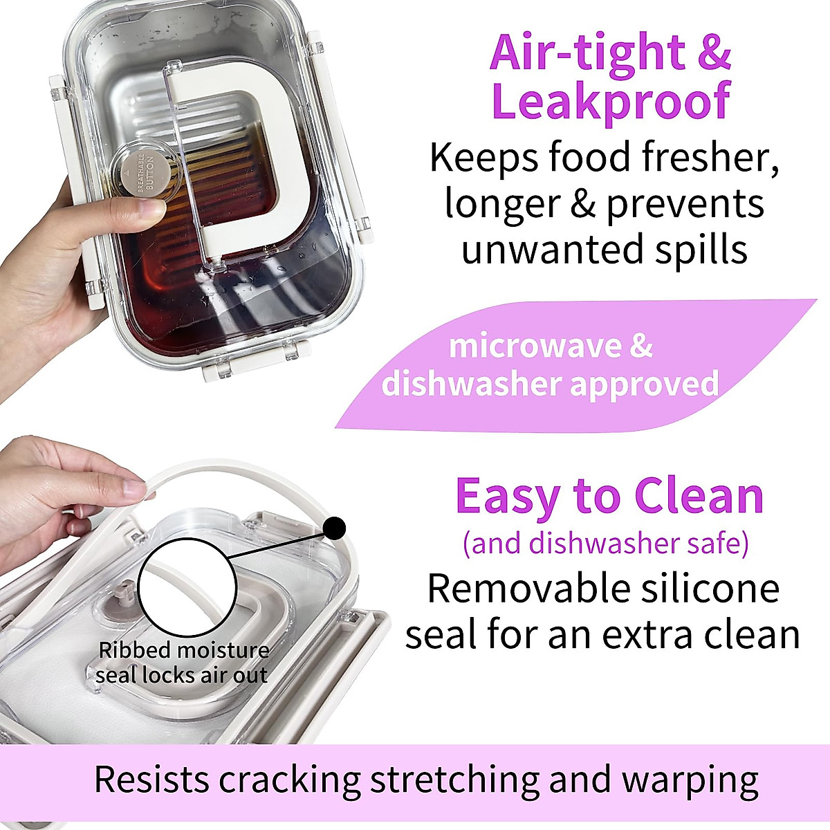 GIUOIDUO 10 PCS Food Storage Containers with Lids Airtight (5 Containers & 5 Lids)，stainless steel food containers leak proof storage box with lid Locking ，Outdoor picnic storage box，Airtight Lunch