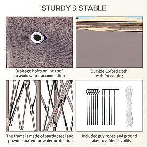 Outsunny 11' x 13' Pop Up Gazebo Canopy Tent with Zippered Mesh Sidewalls and Carrying Bag, Event Tent Shelter for Patio Garden Backyard, Beige