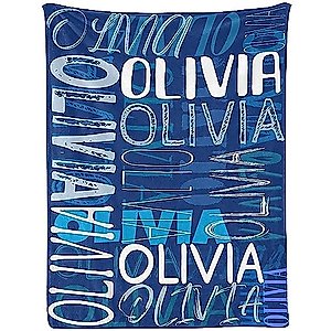 JOYXBUY Custom Blanket with Name, Personalized Monogram Blankets with Contrast Color Design, Personalized Throw Blanket for Baby Girl Boy Gifts for Men Women Adult