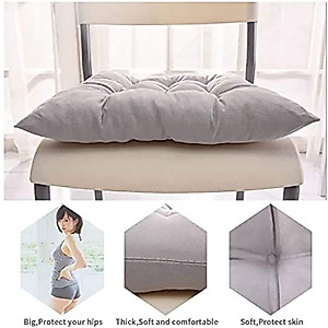 Set of 4 Dining Chair Cushions with Ties Soft Comfort Non Slip Square Seat Pads for Kitchen Dining Office Living Room Patio (Coffee)