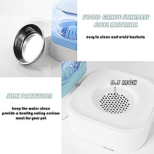 PetEiZi 2 in 1 Pet Automatic 1.8L Large Unplugged Dog Water Dispenser Cat Food Feeder Bowls Detachable No-Spill for Kitten, Small Puppy Dogs - Green