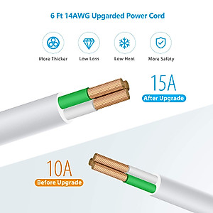 Surge Protector Power Strip - 8 Widely Outlets 3 USB Ports (1800J), 6ft Extension Cord with Flat Plug, Wall Mountable, Surge Overload Protection for TV Home Office, ETL Listed