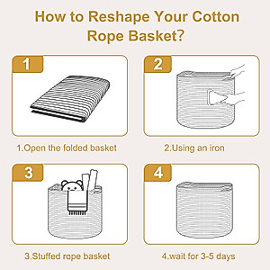 BROVIEW Woven Storage Basket, 56L Tall Laundry Baskets Hamper, 16x18 in Cotton Rope Basket for Toy, Pillows, Clothes, Blanket Basket with Handles for Living Room Bedroom Nursery Light Brown