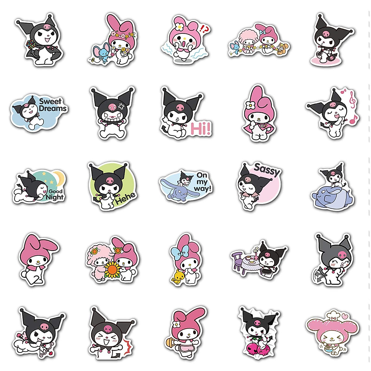 LANOU Cartoon Stickers 100pcs Cute Kuromi Stickers Pack Waterproof Vinyl Stickers for Kids Girls Adults Laptop Skateboard