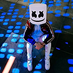 Omaky Halloween LED DJ Mask Music Festival Full Head Light Up Masks for Man Women Kids Thanksgiving Christmas Halloween Party