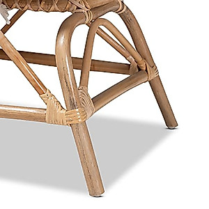 Baxton Studio Bali & pari Jayden Modern Bohemian White Fabric Upholstered and Natural Rattan Loveseat