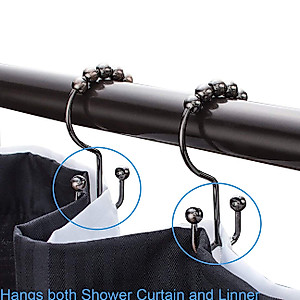 TopAAA Metal Double Glide Roller Shower Curtain Hooks Rings,100% Stainless Steel, Set of 12 (Oil Rubbed Bronze)