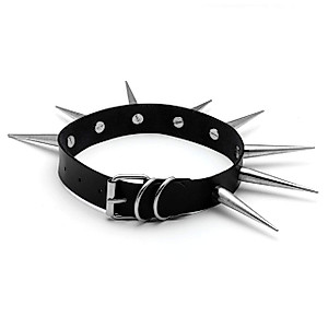 Manfnee 1PCS Punk Gothic Collar PU Leather Spike Studded Vintage Choker Necklace for Men Women Black