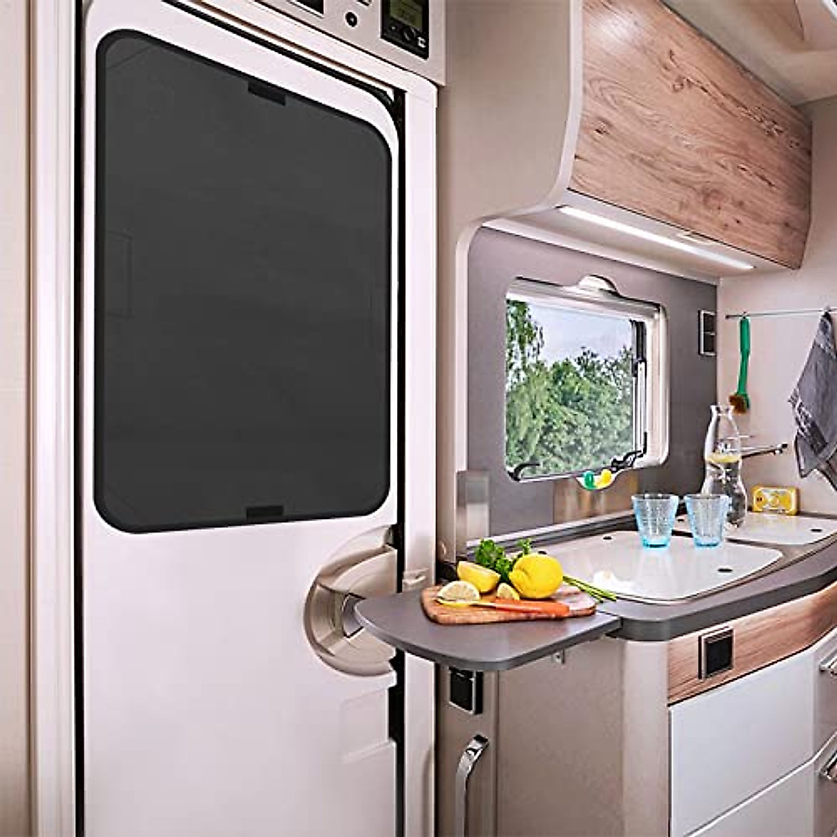 2 Pack RV Door Window Shade Cover,Foldable RV Sun Shade Windshield Blackout Shower Curtains Coverage RV Accessories Fits for Most RV,Trailer Motorhome,Interior Door Window Oxford Materials 25"X 16"