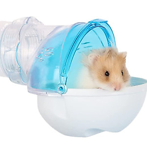 WNZQK Hamster Sand Bathroom Guinea Pig Hideout Hamster Cage Accessories Sand Bath Container Small Pet Toilet Hamster Villa Transparent External(Upgrade Blue)