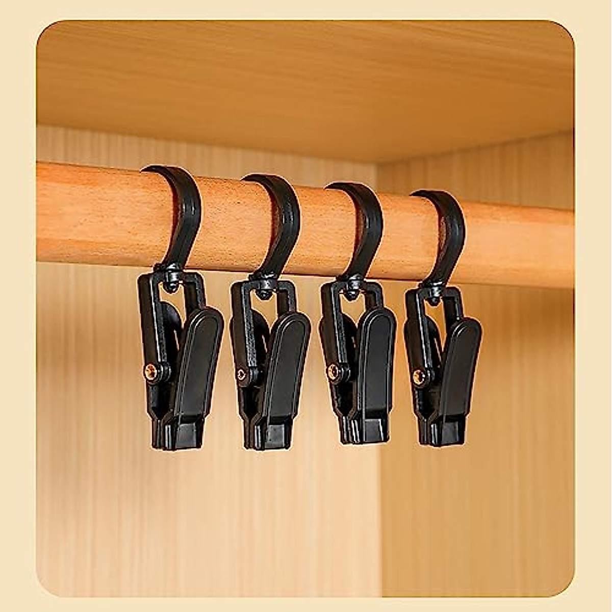 15 PCS Super Strong Plastic Clothes Pin Hooks Clip Family Travel Rotating Hanging Laundry Hooks Clip, Clothes Pins - 4.3 inches (Black)