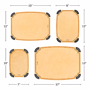 Elihome Essential Series 4-in1 Cutting Board Set for Kitchen, Dishwasher Safe, Non-slip Feet, Juice Groove, BPA Free, Reversible, 4 pieces Cutting Board Set