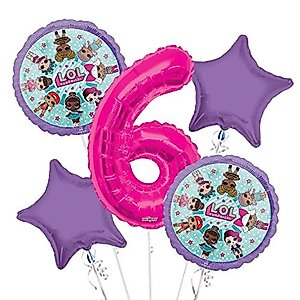 LOL Suprise Balloon Bouquet 6th Birthday 5 pcs - Party Supplies