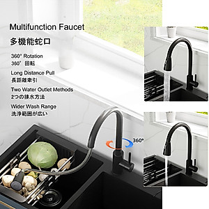 Stainless Steel Utility Kitchen Sink with Cabinet,Outdoor Sink Station,Single/Double Bowl Kitchen Sink Cabinet,Laundry Sink with Cabinet,with Pull-Out Faucet,Soap Dispenser,Drain Basket,Drainer ( Siz