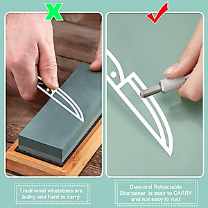 Honoson 5 Pieces Pocket Knife Sharpener Serrated Knife Sharpener Diamond Honing Rod Tactical Pen Steel Rod Pen for Kitchen Outdoor Hunting Fishing Hiking Camping Garden Tools