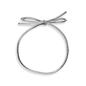 WGH Metallic Stretch Loops with Pre-Tied Bows, Elastic Cord Ribbon, Gift Box Bows, Elastic Ribbon String for Gifts, Box, Craft, Bags - Pack 50 Units (6", Silver)