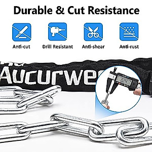 Aucurwen Bike Chain Lock, Combination & Keys 4-Digit Anti Theft Heavy Duty Bike Lock, 3.2ft Security Resettable Bicycle Lock for Bike, Bicycle, Electric Bike, Scooter, Motorcycle