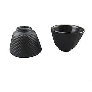 Rluii Japanese Cast Iron Tea Cup Teacup/Black Hobnail （2pcs）