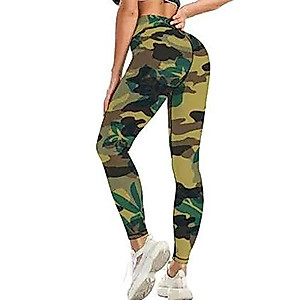MACTHPK Women's Butt Lifting Workout Leggings Yoga Leggings Active Full Running Yoga Pants Fold Over Waist Yoga Pants (Green, M)