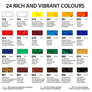 AUREUO Acrylic Paint Set 24 x 12ml / 0.4 Fl Oz Tubes Non-toxic Christmas Color Paints for Canvas, Wood, Craft Painting Supplies for Students & Beginners