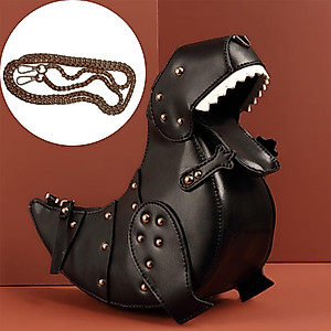 LA CHA Womens PU Leather Rivet Handbags Dinosaur Crossbody Purse for Teen Girls (Black)