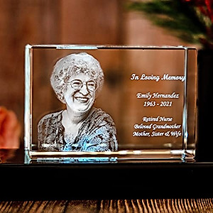 3D Laser Gifts Personalized Gift for Mom, Unique Home Decor, Custom Laser Etched Glass | Birthday, Anniversary, Wedding, Mother’s Day, Father’s Day, Christmas, Holiday | 3D Photo Crystal Rectangle