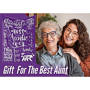 InnoBeta Aunt Gifts from Niece, Nephew, Best Auntie Ever Gifts Blanket for Aunt, Birthday Gifts Flannel Blankets for Women- 50"x 65"- Purple