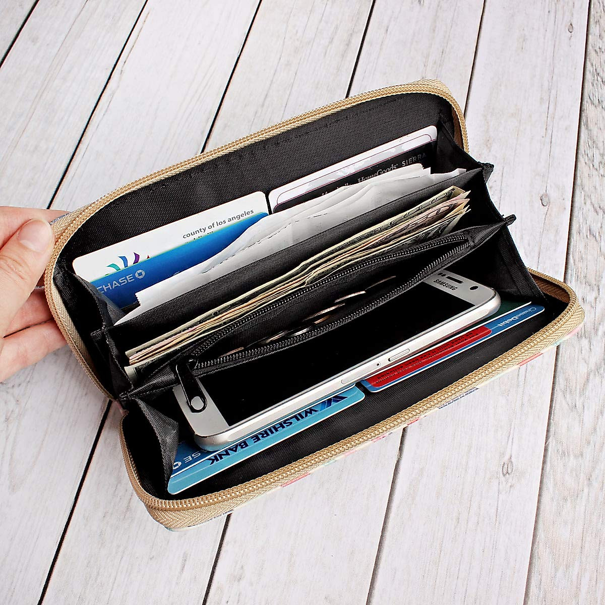 MYS Collection RIAH FASHION Rainbow Glitter Zip Around Wallet - Sparkly Confetti Single Zipper Clutch Purse with Card Slots (Rainbow - Red)