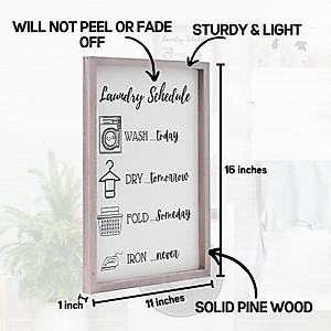 Athena's Elements Farmhouse Laundry Room Wall Signs, Funny Home Decor Rustic Wooden Sign, Laundry Quotes for Modern Laundry Room, 11x16 Inches
