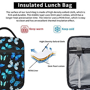 tiehrpr Purple Butterfly Insulated Lunch Box For Women Men,Reusable Lunchbox With Adjustable Shoulder Strap For Work Office Picnic,Cooler Thermal Lunch Bag For Boys Girls