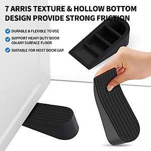 Big Door Stopper, 2 Pack Extra Large Rubber Door Stoppers for Bottom of Door, High 1.9 Inches Rubber Door Stops for All Floor Surfaces, Non-Scratching Doorstops Wedge are Non-Slip＆Sustained (2 Pack)