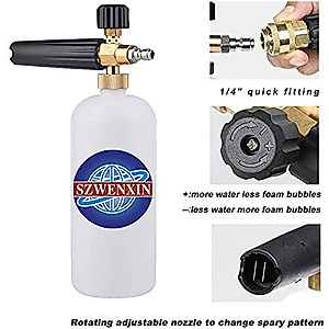 SZWENXIN Pressure Washer Gun for Hoses of Various Pressure Washer, with Foam Cannon ,7 Pressure Washer Nozzle Tips,equipped with M22-14mm and 3/8" Quick Connector