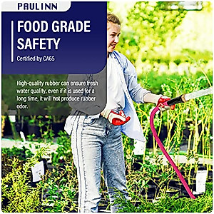 PAULINN 10Ft Garden Hose: 5/8 Inch Drinking Water Hose, 10 Feet Flexible Lightweight Garden Watering Equipment for All-weather, Outdoor, Lawn, Backyard - Rose Red