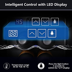 20 Bottle Wine Fridge Wine Cooler with Double Glass Doors, 46°F - 64°F Temperature Control for Red Wine, Champagne, Whiskey, Wine Fridge Small for Bar, Home, Office