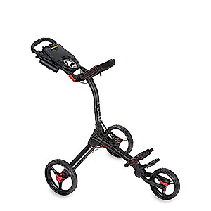 Bag Boy Compact 3 Golf Push Cart, Easy Three-Step Open & Close, Scorecard Console, Beverage Holder, Mobile Device Holder, Handle Mounted Parking Brake