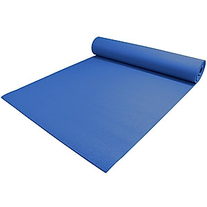YogaAccessories 1/4" Thick High Density Deluxe Non Slip Exercise Pilates & Yoga Mat (Dark Blue)