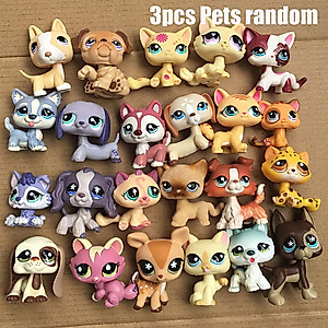 LovePets (Lps Pets 3pcs Random & 7pcs Random Accessories), Great Dane lps Dachshund lps Husky Collectable Figures Kids Gift