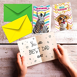 Funny Animal Greeting Cards with Envelopes Stickers 24 Pack Thinking of You Miss You Hello Note Cards for for Kids Students Friends Teacher Family Birthday, Holiday Gifts Present 4x6 In