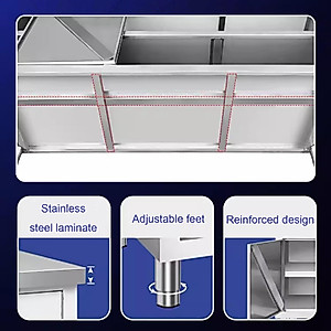 Double Door Storage Cabinet Work Table Stainless Steel Kitchen Restaurant Prep Table Multifunctional Practical Work Table Chopping Vegetables Chopping Bones Kneading Without Shaking(80x50x80cm)
