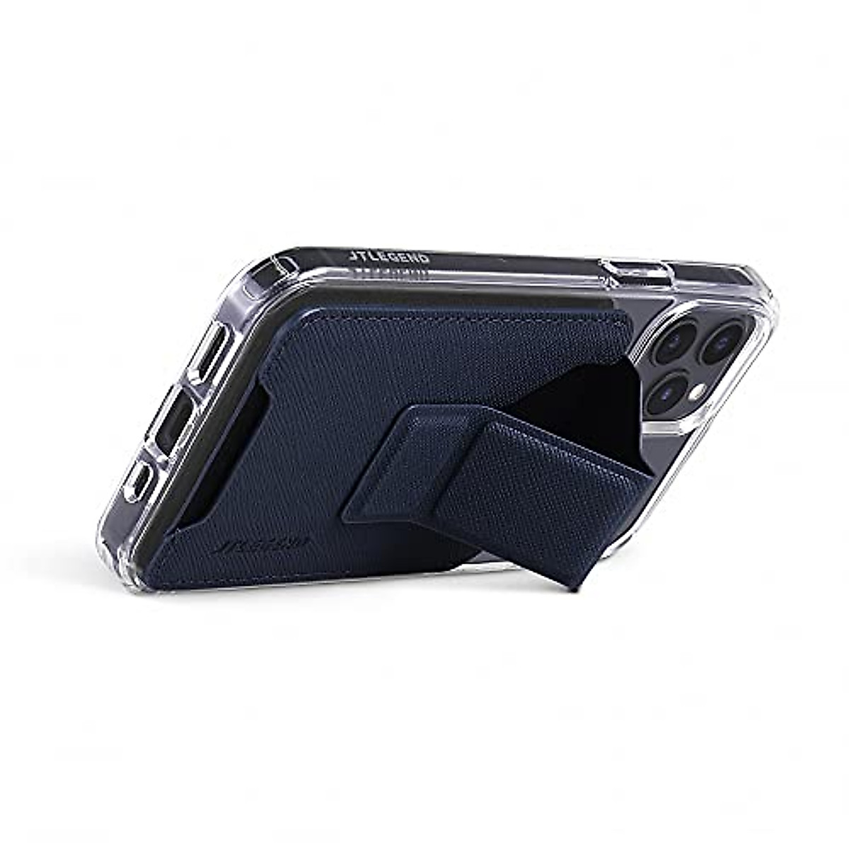 JTLEGEND Atlas Phone Stand with Stick on Card Holder for Back of Phone Kickstand Scratch-Resistant (Berry Blue)