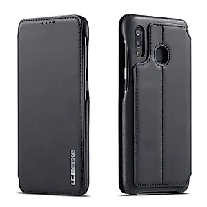 QLTYPRI Samsung Galaxy A40 Case, Vintage Slim Magnetic Closure PU Leather Case with Stand Function & Credit Card Slot Holder Shockproof Flip Wallet Case Cover for Samsung Galaxy A40 - Black