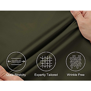 COOFANDY Mens Casual Button Down Shirts Long Sleeve Wrinkle Free Shirt Olive Green