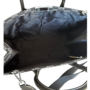 Michael Kors Mirella Large Tote Crossbody Black Jacquard Silver Glitter MK Logo (Black Silver Multi)