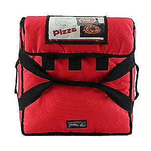 YOPRAL Insulated Food Delivery Bag Pizza Delivery Bags Professional Pizza Warmer Carrier Bags Moisture Free for Three 16" Pizza (PB03-0016-RED)