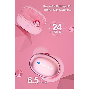 1MORE Stylish True Wireless in-Ear Headphones - Bluetooth - 6.5 Hours of Battery - 15-Minute Quick Charge for 3 Hours of Use – Portable Charging Headphone Case Included - Pink (Renewed)