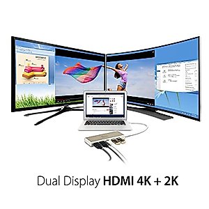 j5create USB-C Mini Dock- Type C Hub with 2X HDMI, 2X USB 3.0, Ethernet, Power Delivery 2.0 (JCD381)