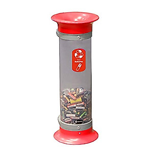 Glasdon C-Thru 10Q Battery Recycling Container (Red) – Transparent Polycarbonate Battery Disposal Container – Small 10Q Battery Collection Tube